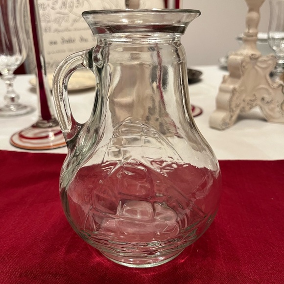 Vintage | Dining | Vintage Clear Glass Small Pitcher Withboat Design ...